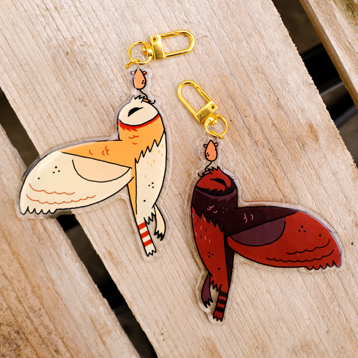 Barn Owl Morphs Acrylic Keychain – Camp Mustelid